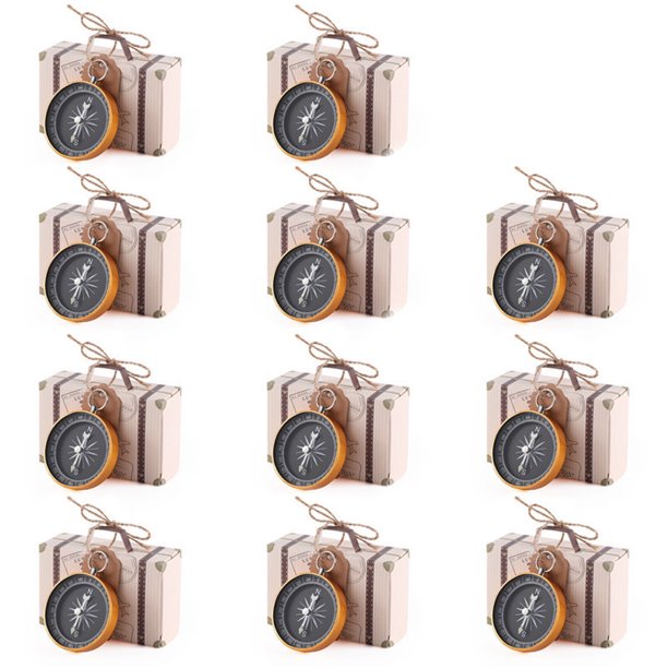 50pcs Candy Box With Compass Pendant Kraft Tags Thank You Gift Wedding ...