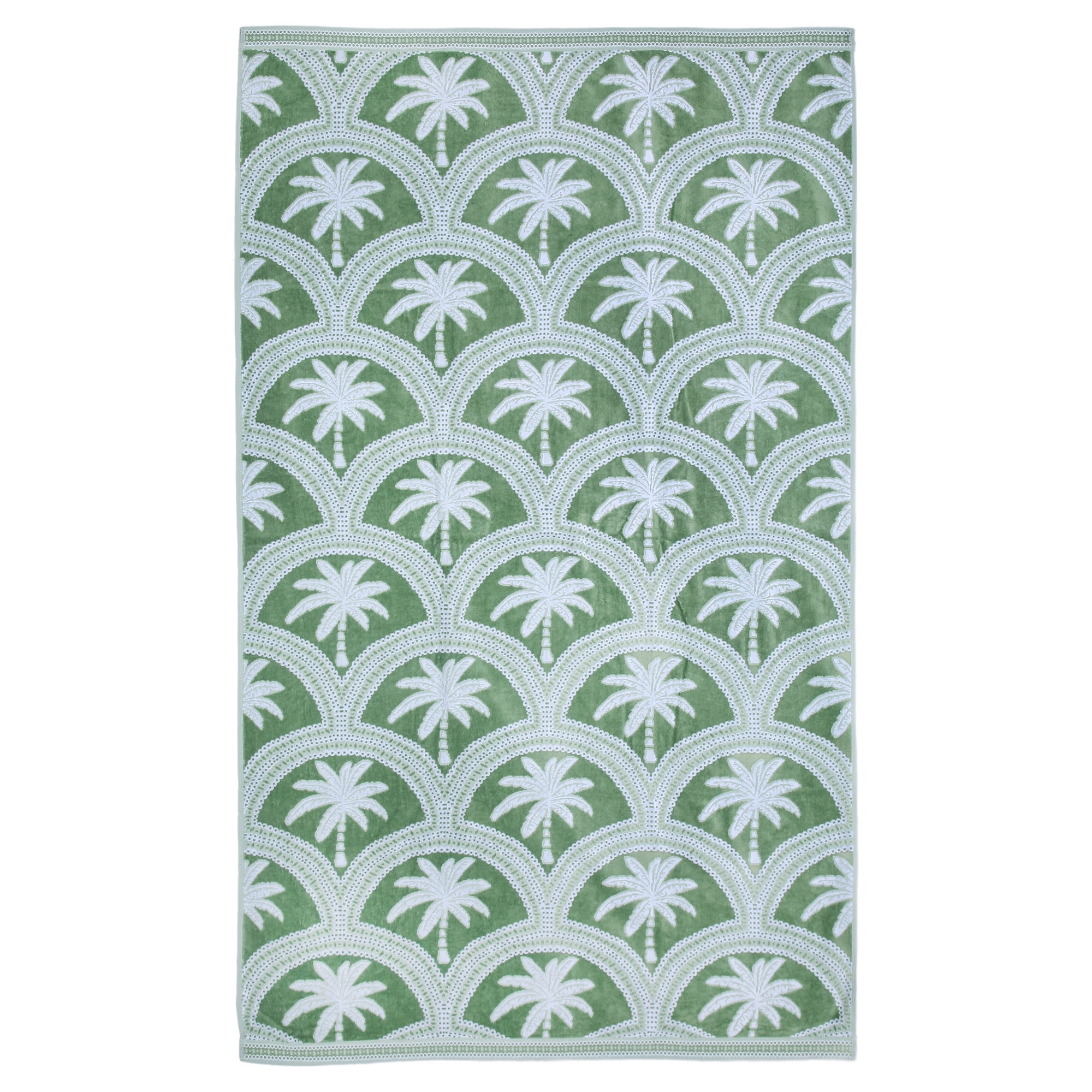 Click here for Hometrends Cotton Beach Towel  Scalloped Palm Gree... prices