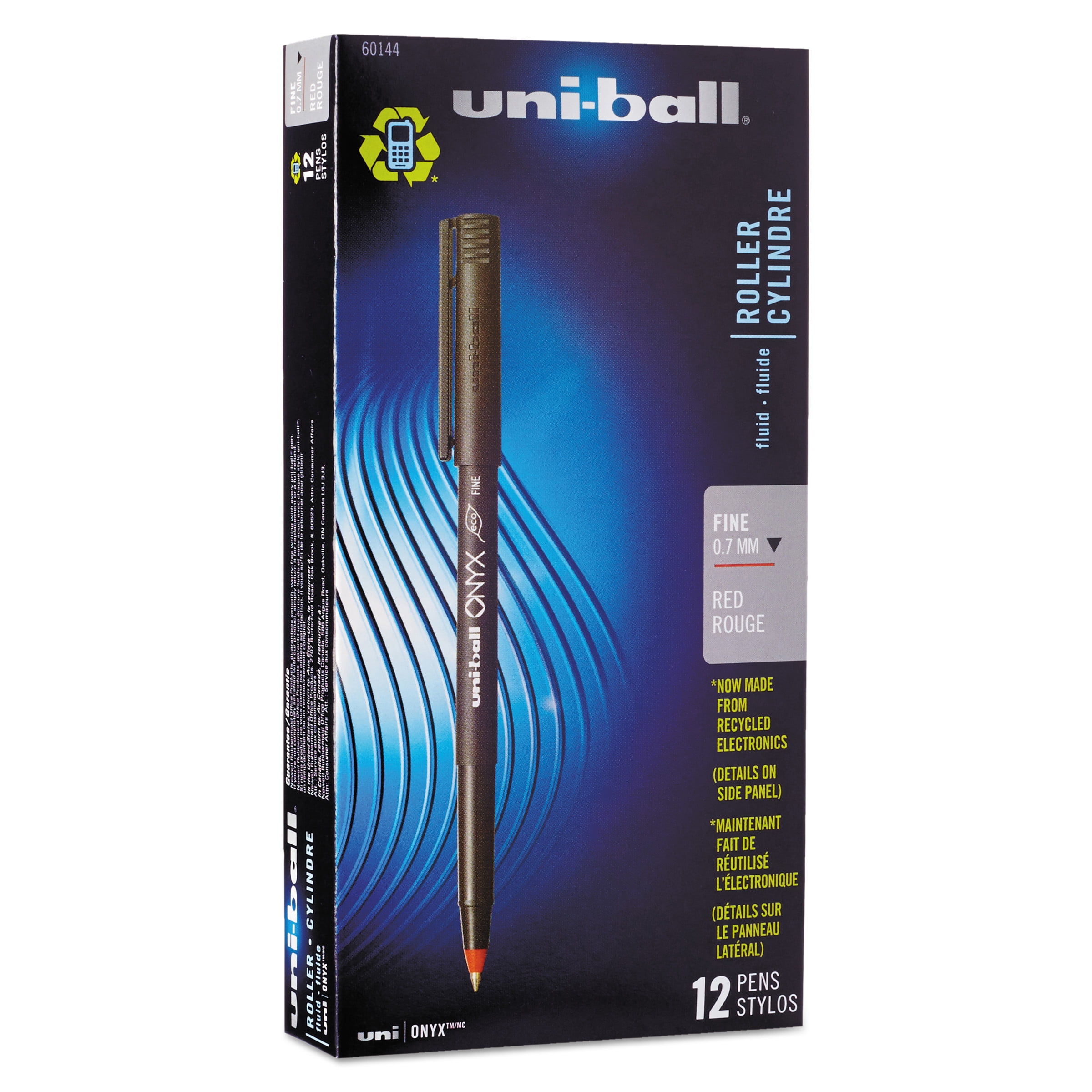 uni-ball Onyx Roller Ball Stick Dye-Based Pen, Red Ink, Fine, Dozen ...