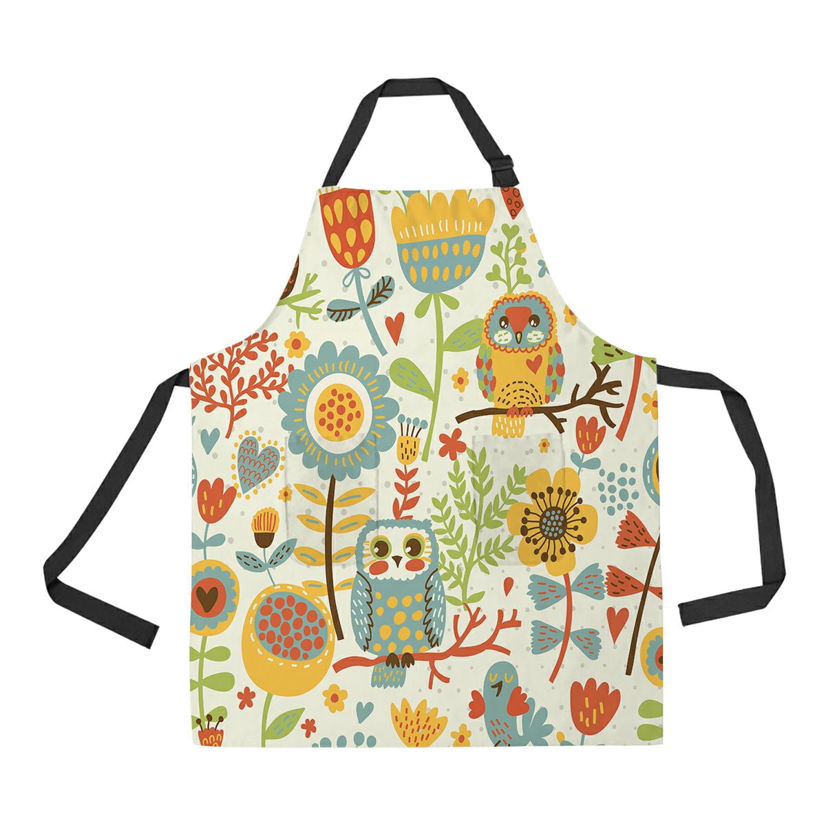 ABPHQTO Cute Colorful Floral Owl And Bird Apron Home Kitchen Apron with ...