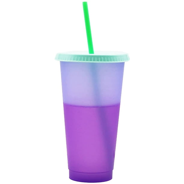 Water Cup, 720ml Color Changing Bottle No Odor Leakproof with Lid Straw ...