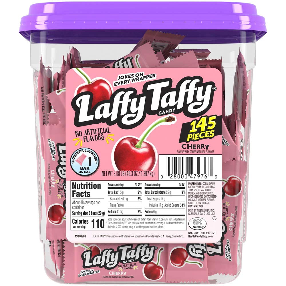 Laffy Taffy Candy Jar, Cherry, 145 Count - Walmart.com