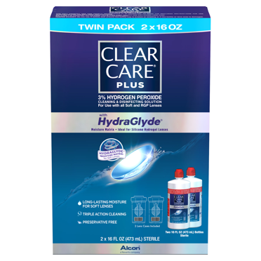 Clear Care Plus with Hydraglyde Cleaning & Disinfecting Solution Twin ...
