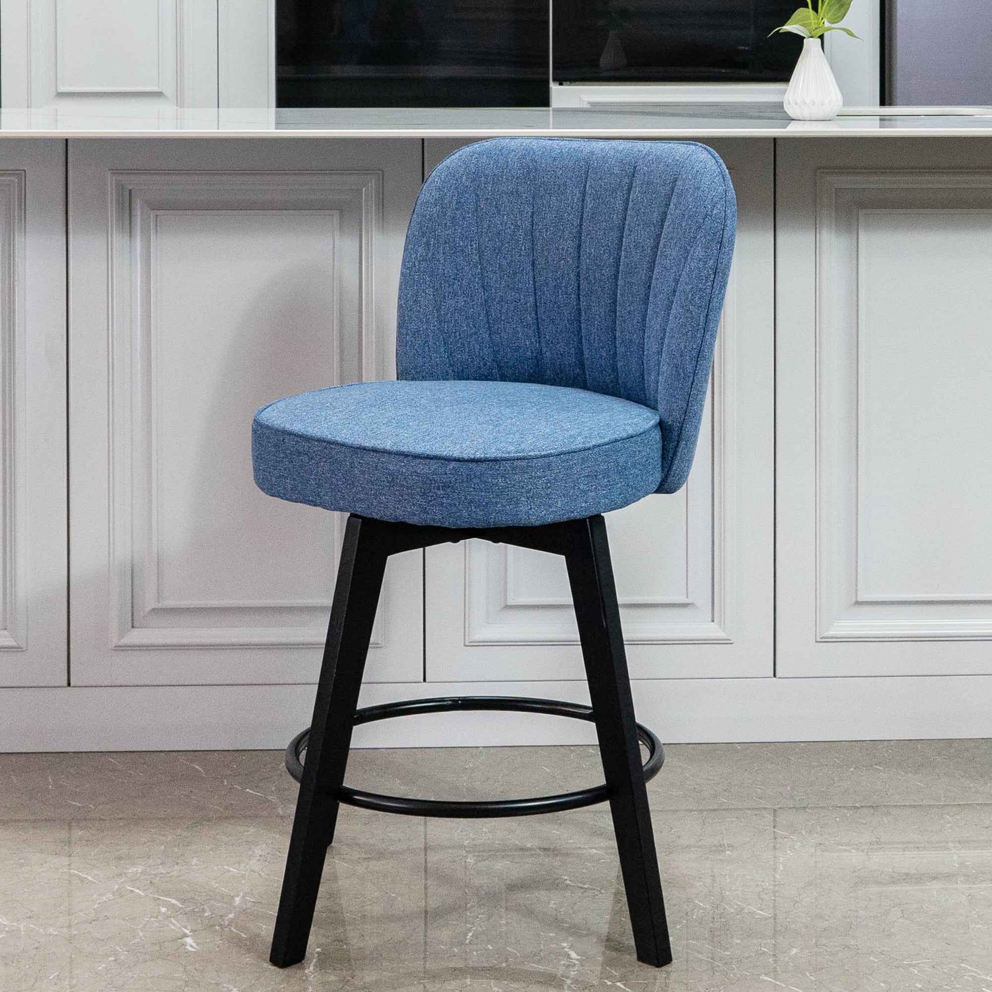 MINCETA Counter Stools,26" 360 Free Swivel Vertical Line Modern ...
