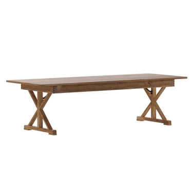 BizChair 8' x 40" Rectangular Antique Rustic Solid Pine Folding Farm ...