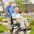 Carex Steel Transport Chair with 19" Seat, Swing-Away Footrests, Blue ...