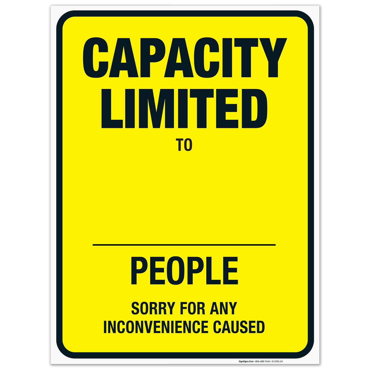 Capacity Limited Social Distancing Sign, 18x24 Corrugated Plastic ...
