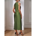 Army Green Sleeveless High Neck Maxi Dress With Fishtail Hem And Side ...