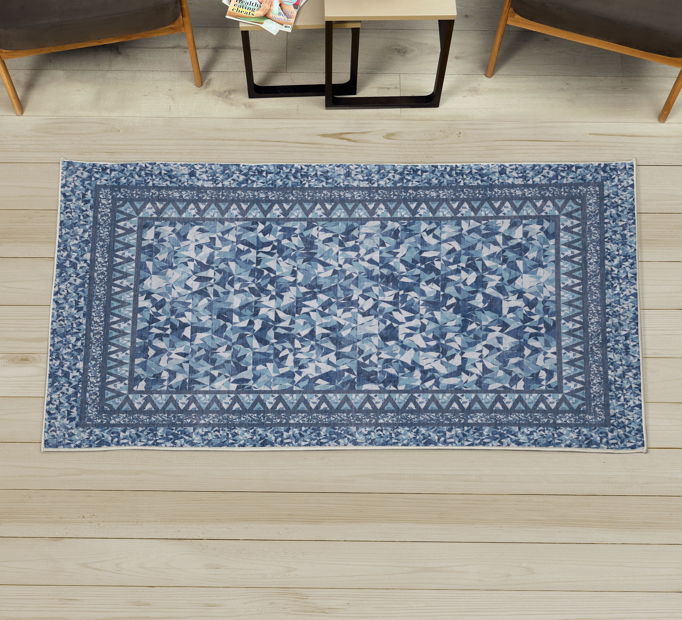 Modern Decorative Rug, Mosaic Look Abstract Polygonal Shapes Diamond ...