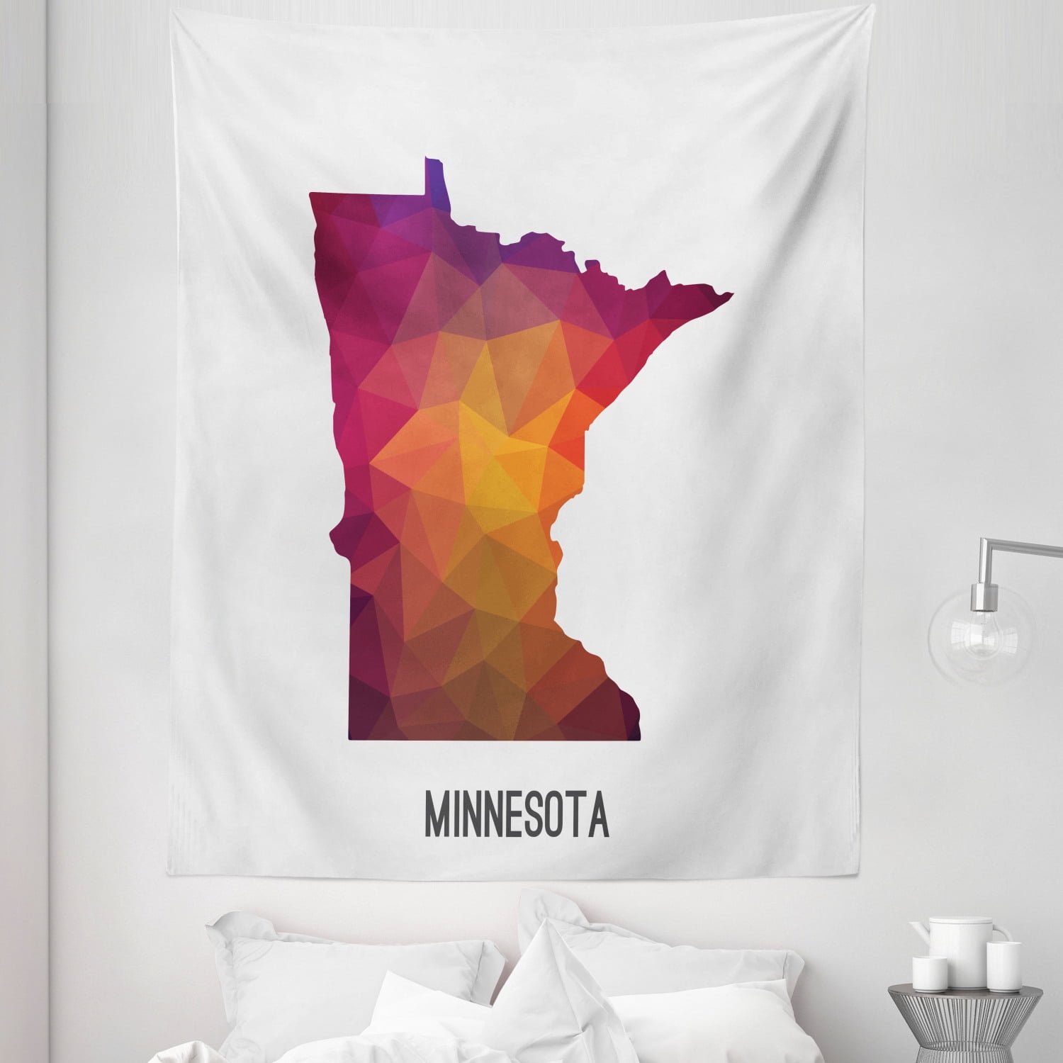 Minnesota Tapestry, Low Poly Effect Minnesota State Map Silhouette in ...