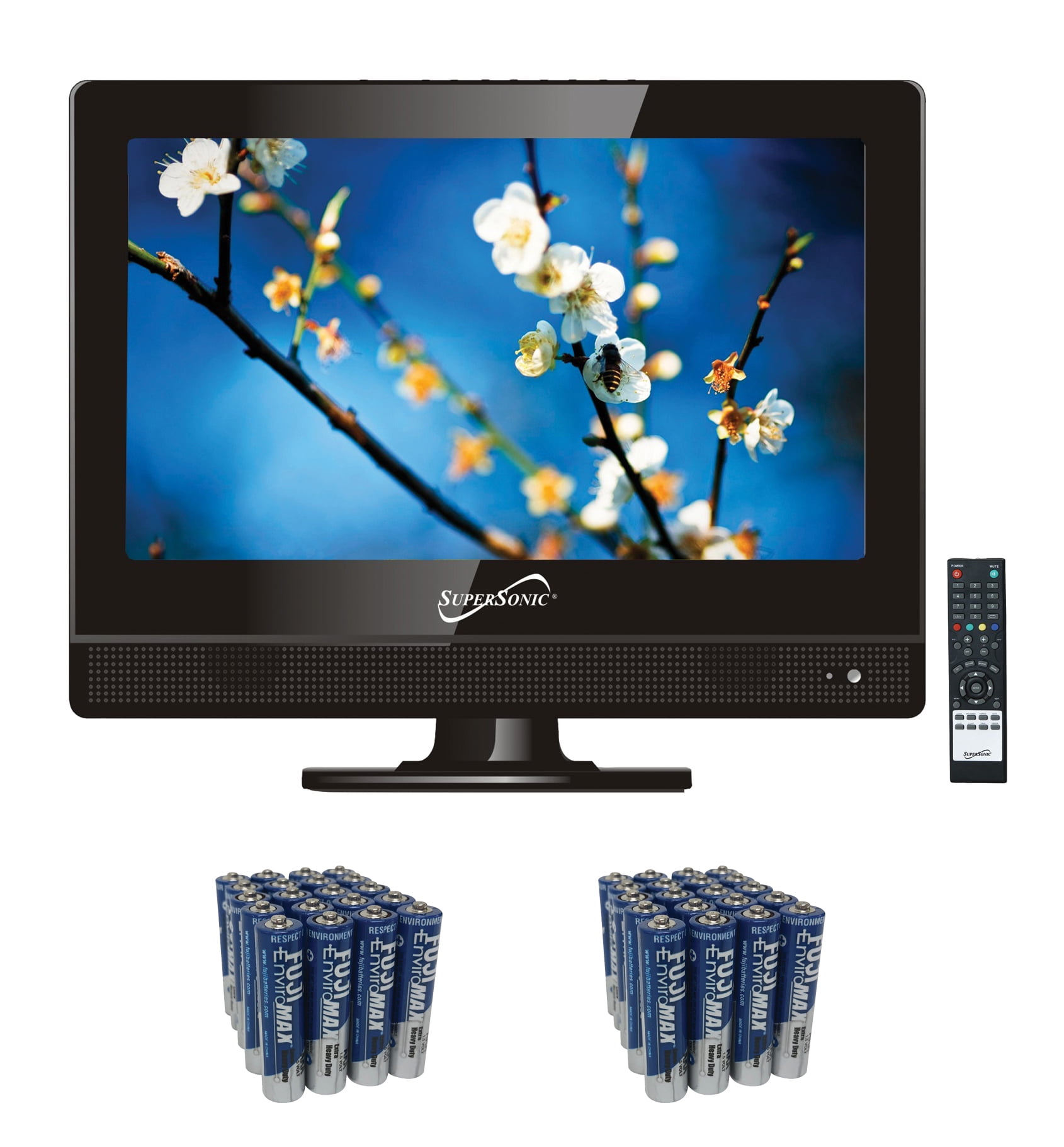 Supersonic SC-9713 13.3" 720p LED HDTV & Fiji AAA 40 PK - Walmart.com