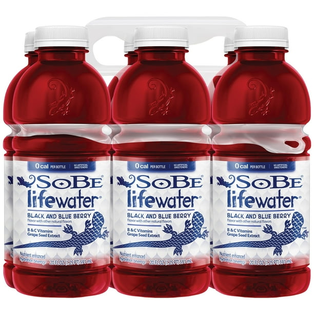 Sobe Life Water Black and Blue Berry Water Beverage, 20 Fl. Oz., 6 ...
