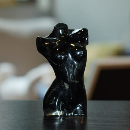 Natural Black Obsidian Tumbled Stone Gemstone Female Model Body Statue ...