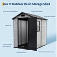 4 x 6 ft Resin Outdoor Storage Shed with Floor, Window, Ventilation ...