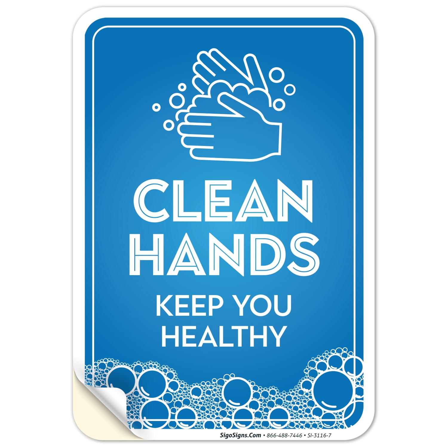Clean Hands Keep You Healthy Blue Sign, 10x7 Vinyl Sticker - Walmart.com