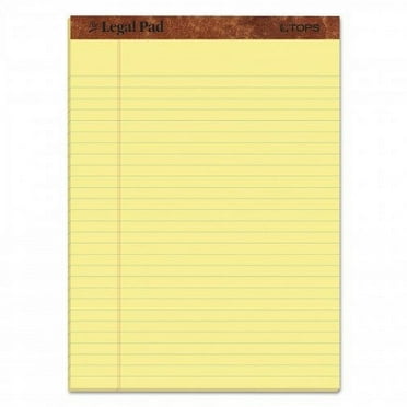 Recycled Writing Pads, Wide/Legal Rule, 8.5 x 11.75, Canary, 50 Sheets ...