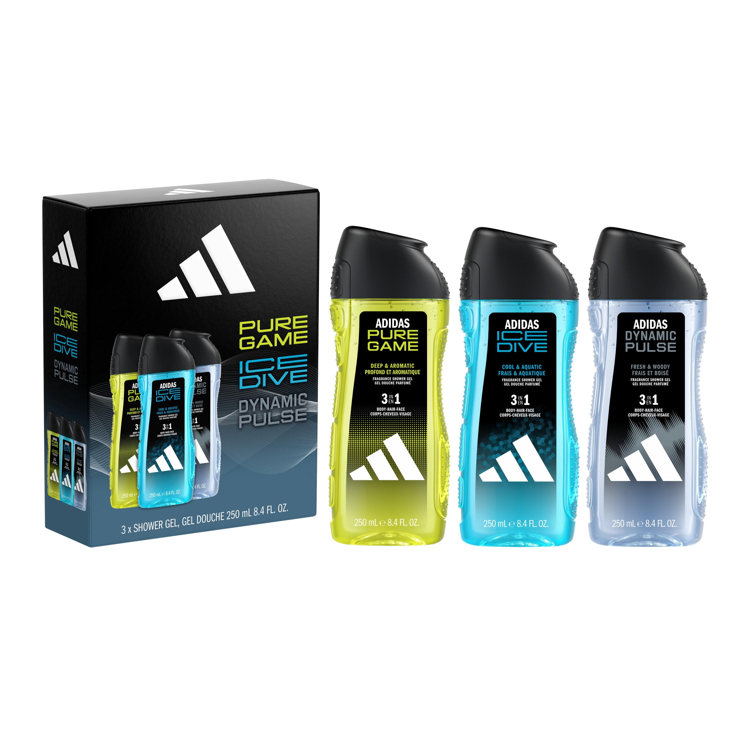 adidas Giftset a Pure Game, Ice Dive and Dynamic Pulse Shower Gel (3x ...