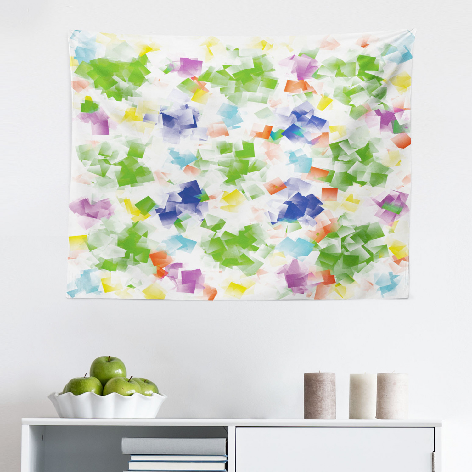 Modern Art Tapestry, Bizarre Curl Lines Like Tree Branches with Leaves ...