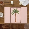 Table Placemats Set of 6,Green Palm Tree on Pink Non-Slip Kitchen ...