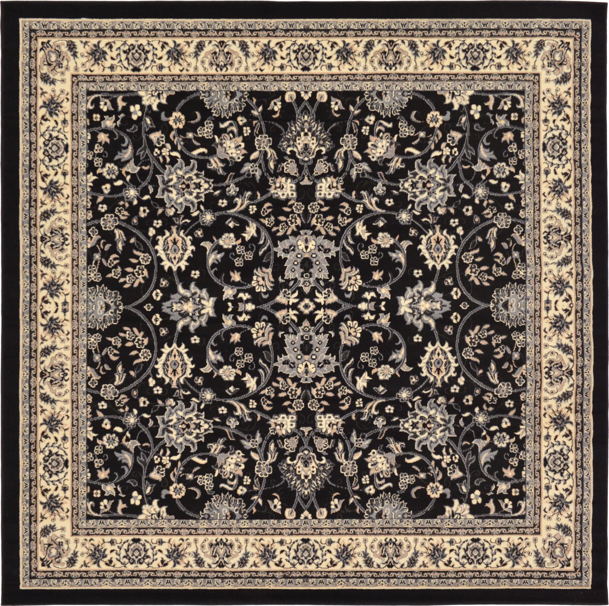 Rugs.com Yasmin Collection Rug – 8 Ft Square Black Medium Rug Perfect ...