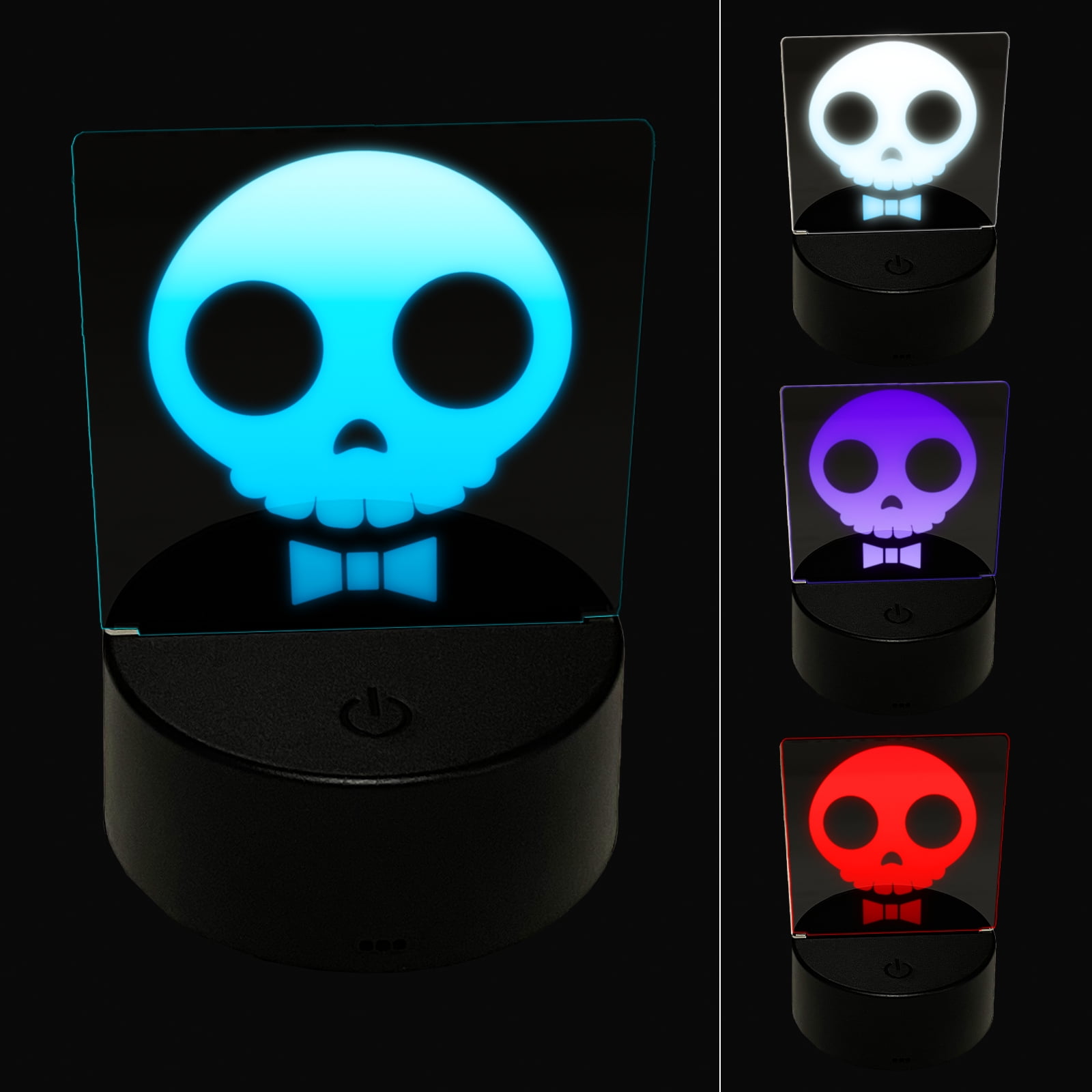 Dapper Skull with Bowtie LED Night Light Sign 3D Illusion Desk ...