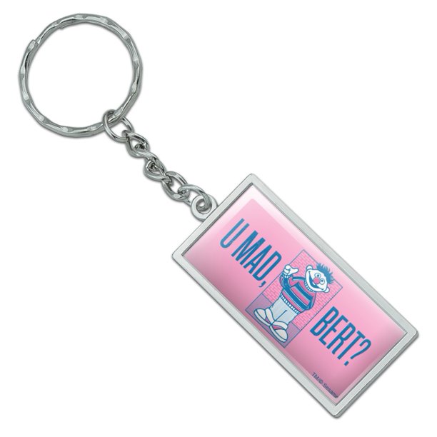Rectangle Sesame Street Ernie U Mad, Bert? Keychain in Chrome Plated ...