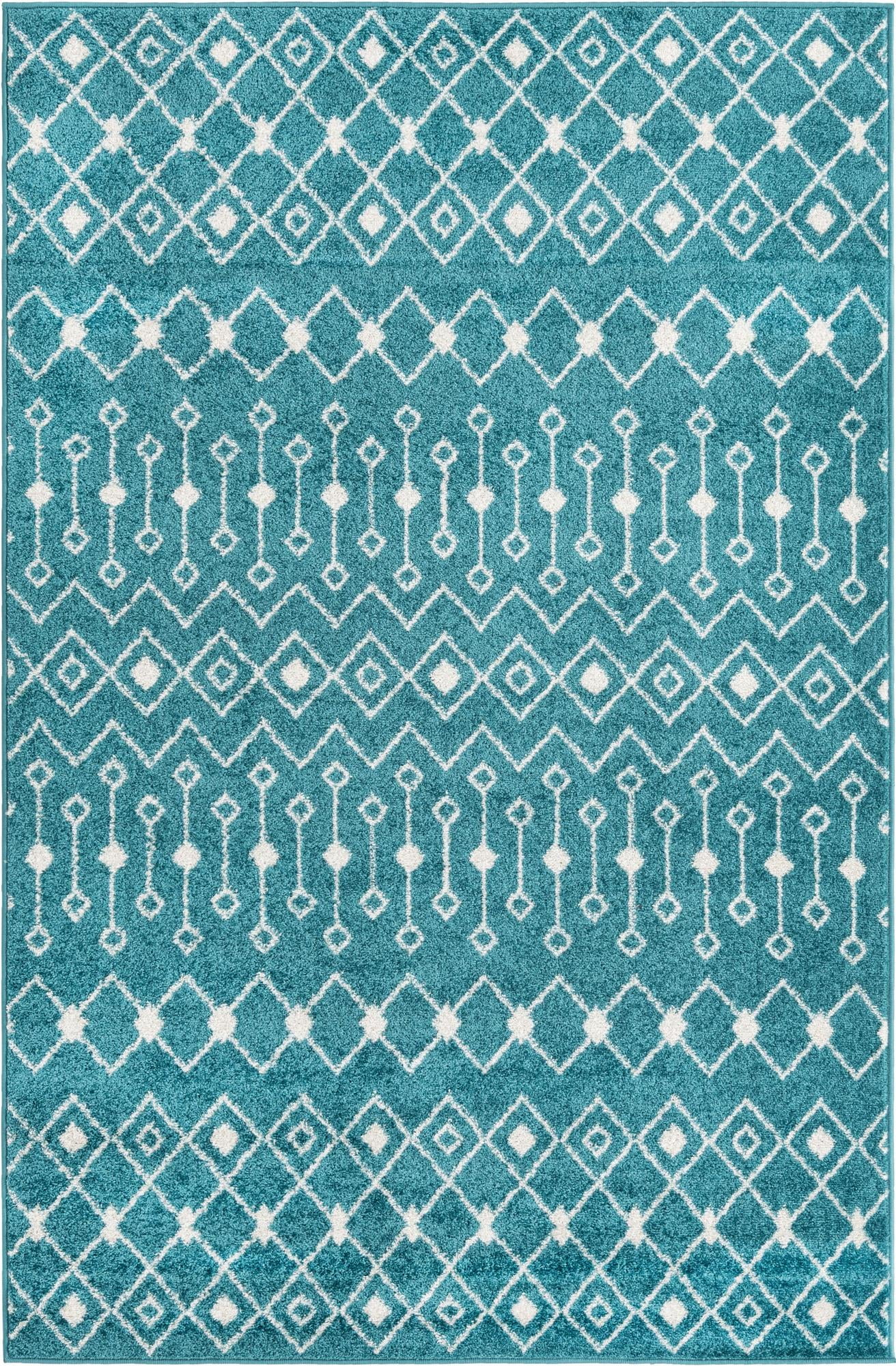 Rugs.com Moroccan Trellis Collection Rug – 5' x 8' Turquoise Medium Rug ...