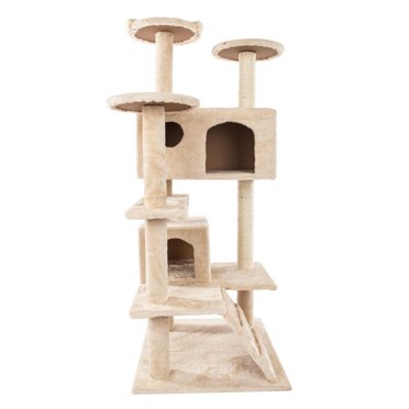 SmileMart 48" Cat Tree with Condo and Scratching Post Tower, Light Gray ...