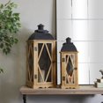 DecMode 2 Holder Brown Wood Lighthouse Style Decorative Candle Lantern, Set of 2 - Walmart.com