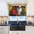 27"x36" Tier Curtains 2 Panels Red Cat and Sunflowers Semi Sheer ...
