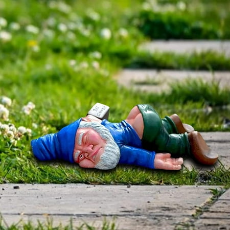 Lepai Funny Garden Gnome Outdoor Garden Gnome Resin Gnome Statue Drunk ...