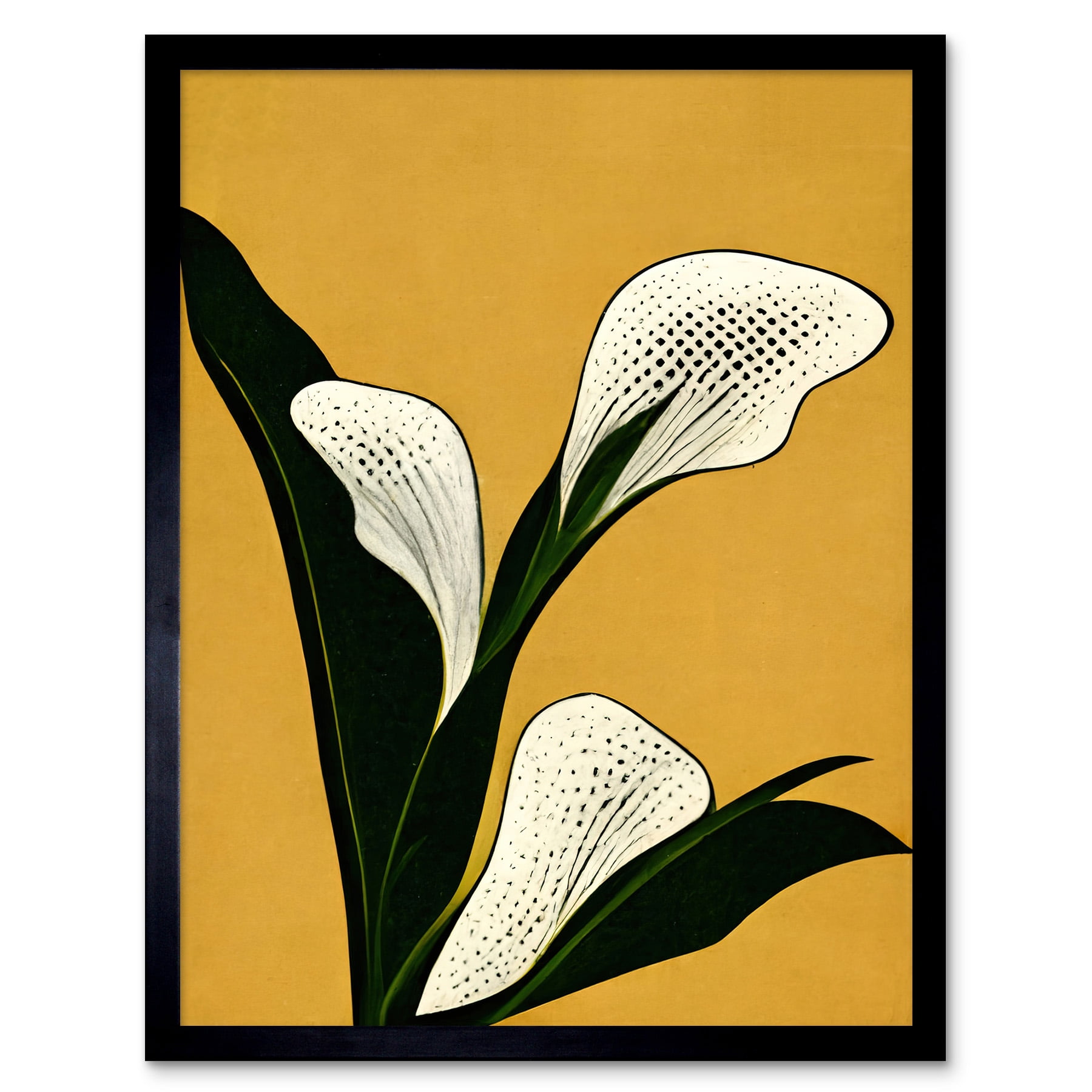 Art Deco Pop Art White Calla Lily Flower Plant Art Print Framed Poster ...