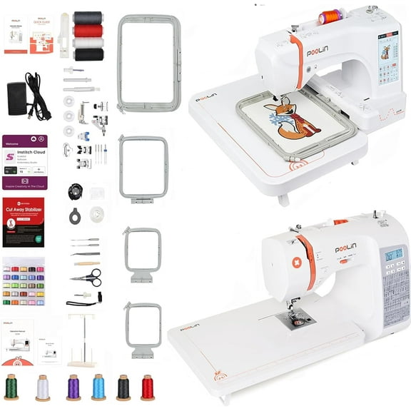 "Poolin EOC06 Embroidery Machine, 7.8""x11"" Area, 7"" LED Screen, Kit ...