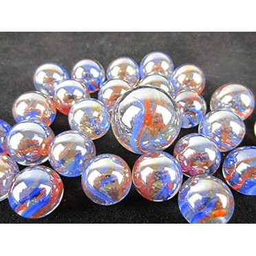 Walmart 25 Colored Round Glass Marbles Milky Way Oil Slick Metallic Toy ...