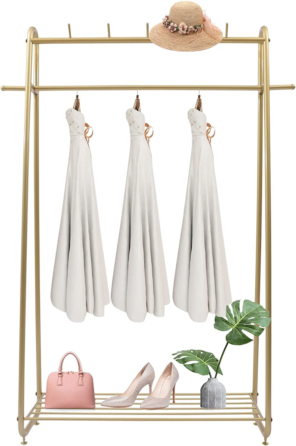 Clothing Rack W/Shelves Wardrobe Closet Industrial Pipe Garment Rack ...