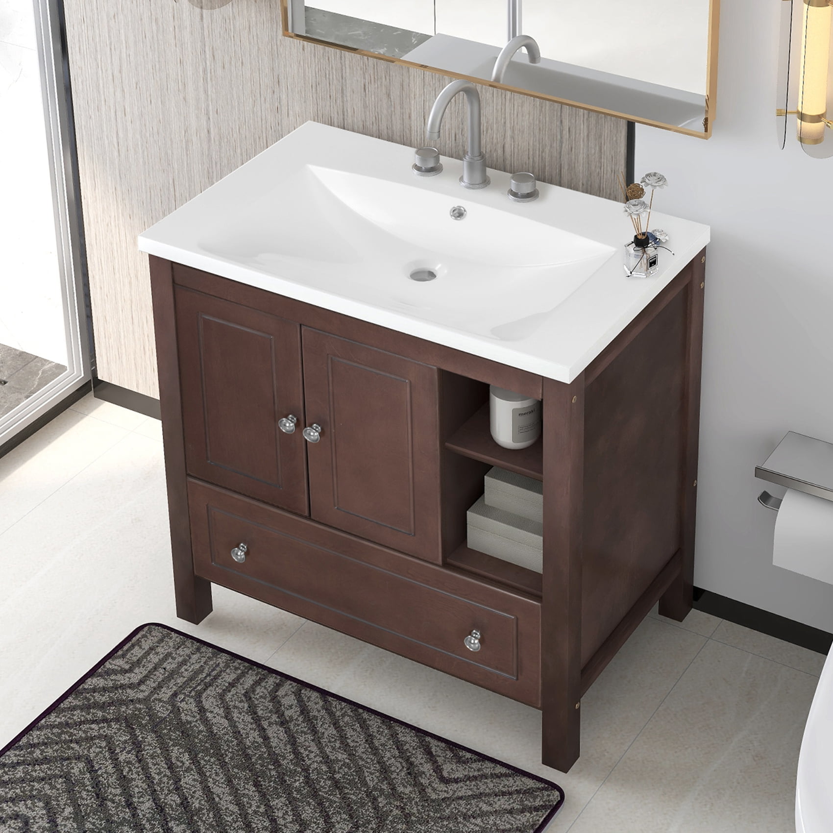 30 Inch Bathroom Vanity Cabinet with Sink Combo, Free Standing Bathroom ...