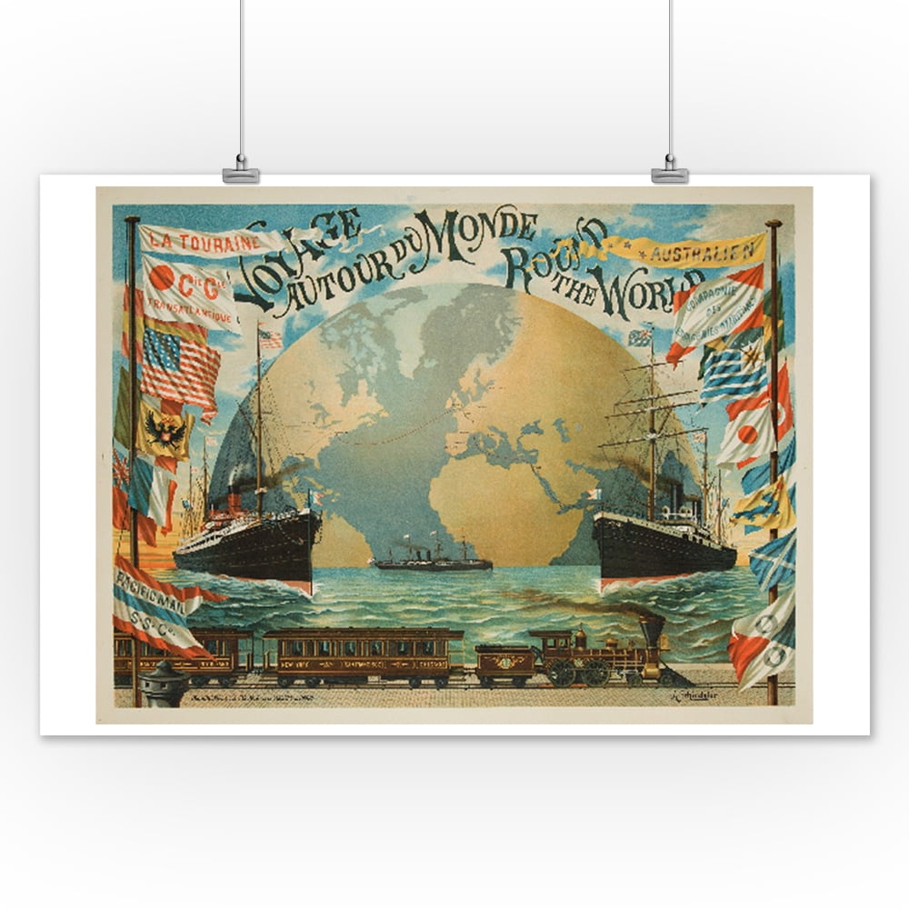Voyage Autour du Monde - Round the World Vintage Poster (artist ...