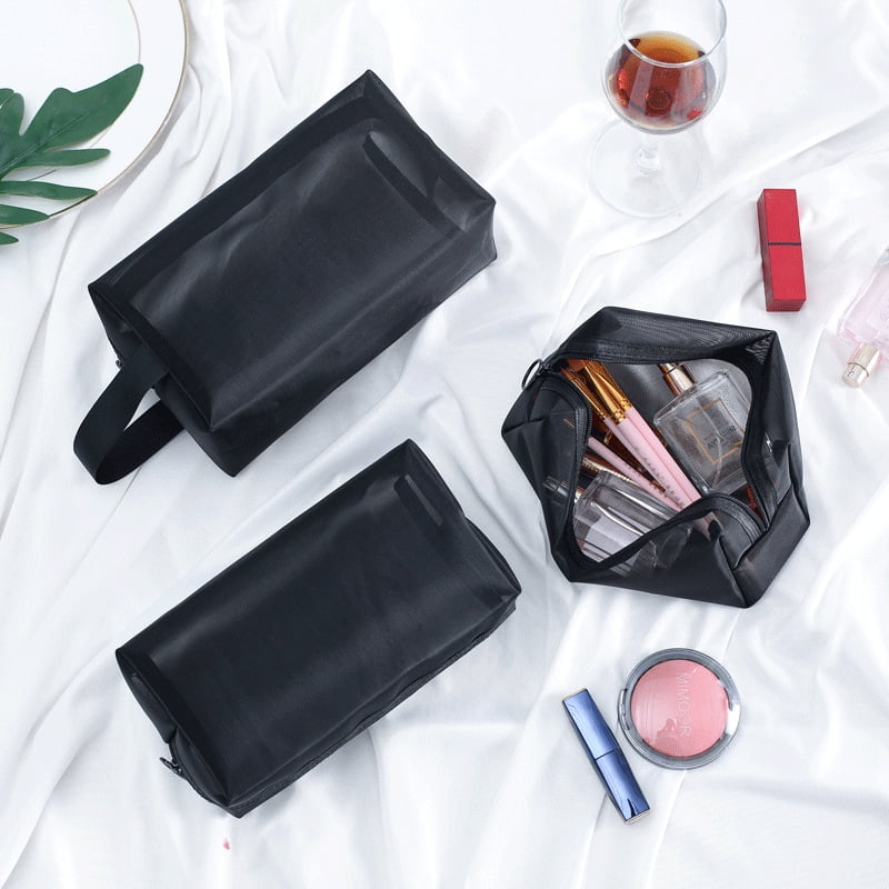 Black Storage Bag 3-piece Outdoor Travel Washing Bag Portable Mesh ...