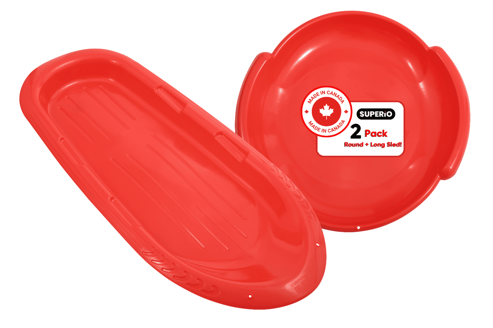 Superio 24" Round Saucer Snow Sled and 48" Toboggan Snow Sled for Kids ...