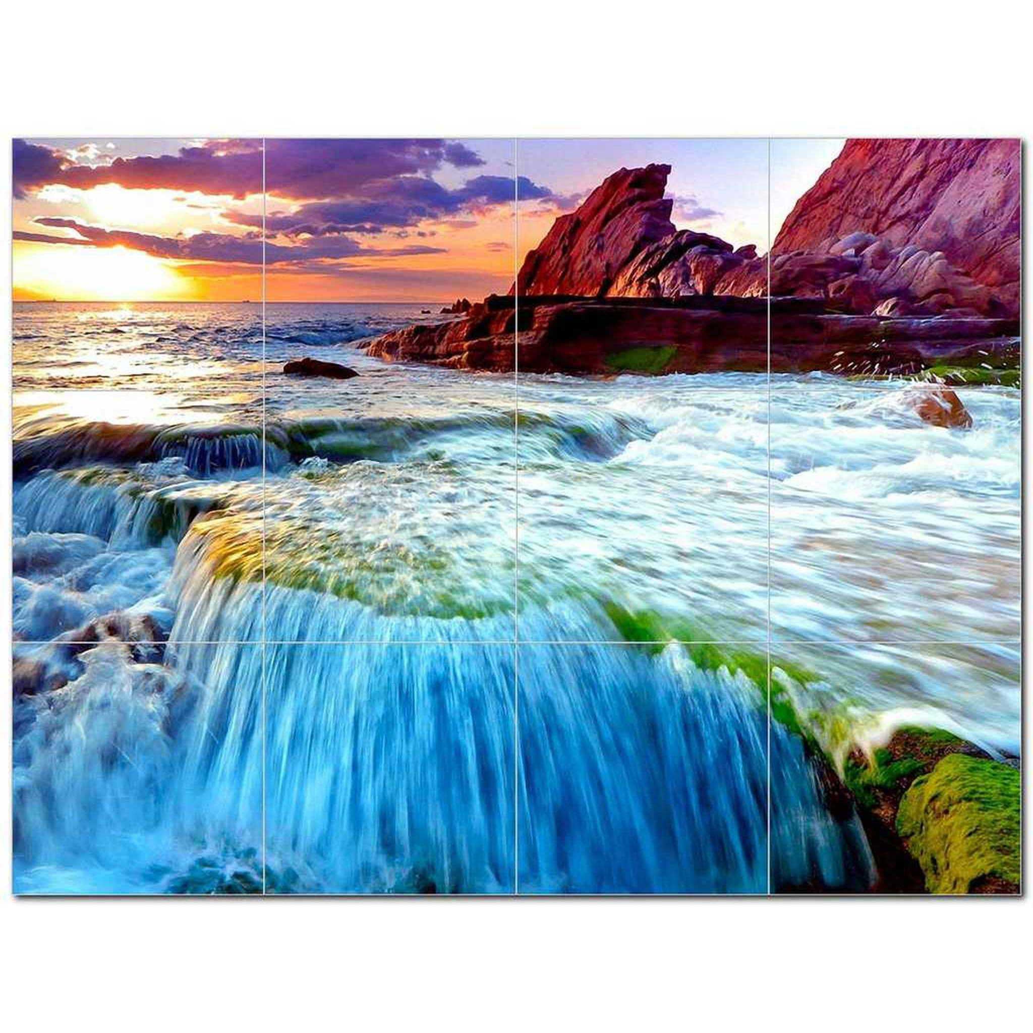Waterfall Picture Ceramic Tile Mural Kitchen Backsplash Bathroom Shower ...