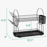 iSPECLE Kitchen Counter Plate Rack, 2 Tier Small Metal Dish Drying Rack ...