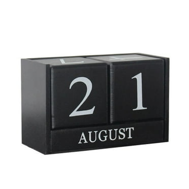 Wooden Block Perpetual Date Desktop Calendar – Reusable Any Year ...