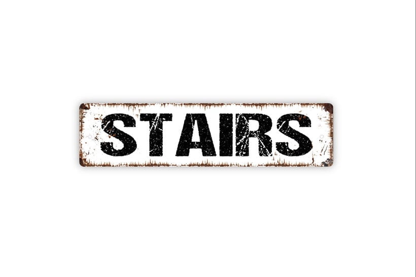 (Metal de aluminio) Señal de escaleras Proceda con precaución Letrero ...