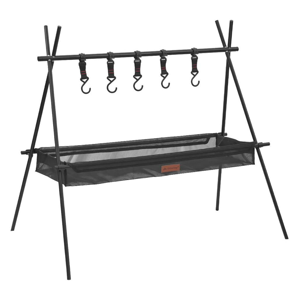 Portable Foldable Camping Hanging Rack with Hooks Multifunctional Bowl ...