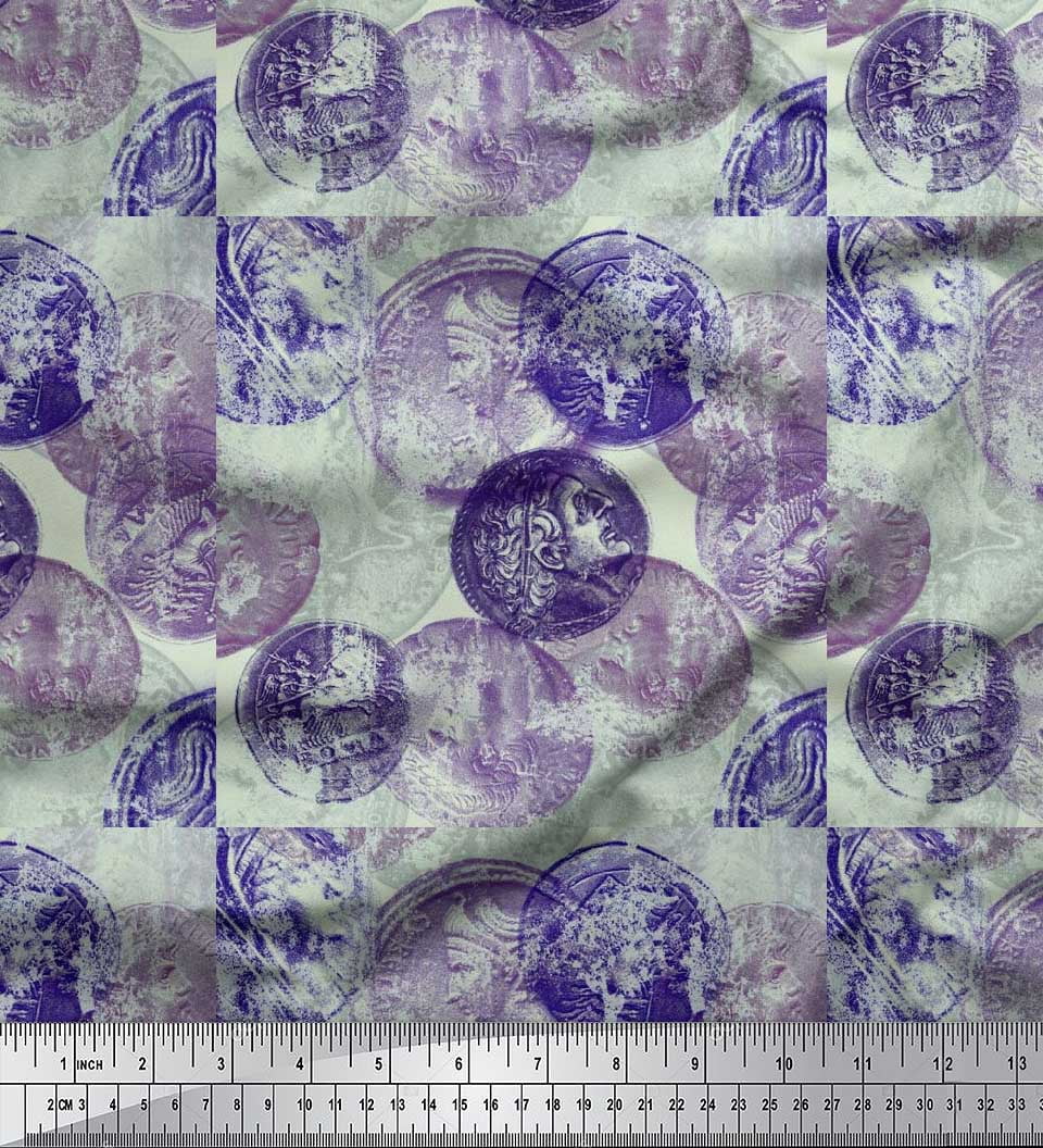 Soimoi Satin Silk Fabric Coins Vintage Fabric Prints By Yard 42 Inch ...