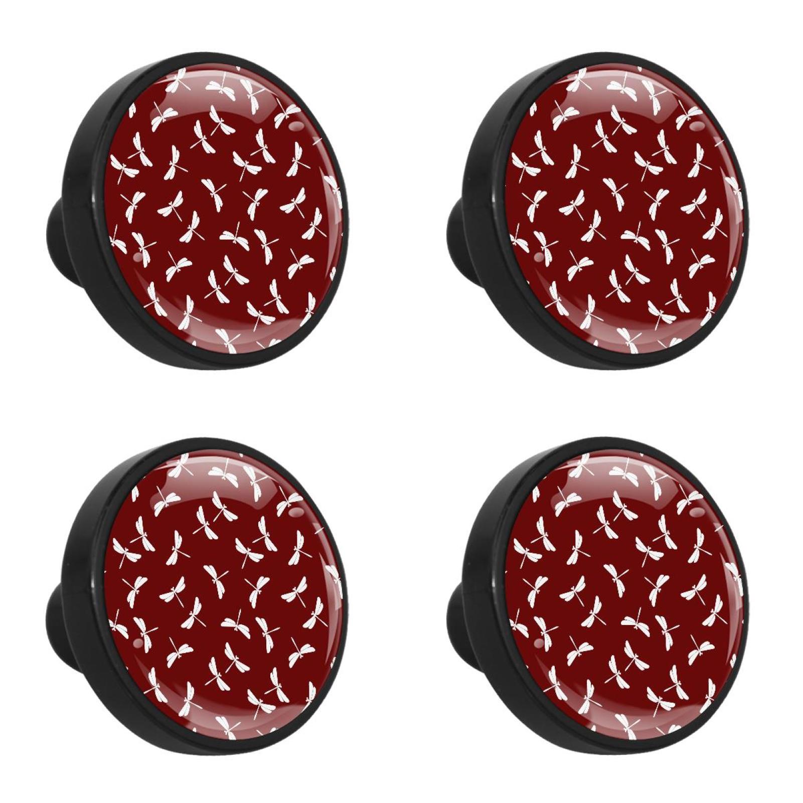 4 Pcs Red Dragonflies Knobs for Kitchen Cabinet Cupboard Dresser ...
