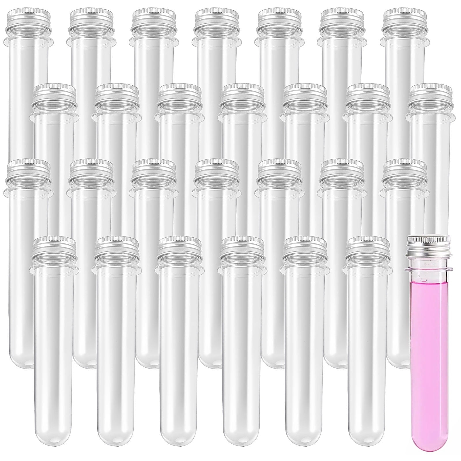 KINJOEK 60 PCS 40ml Clear Plastic Test Tubes with Caps 140 x 25 mm Bath ...