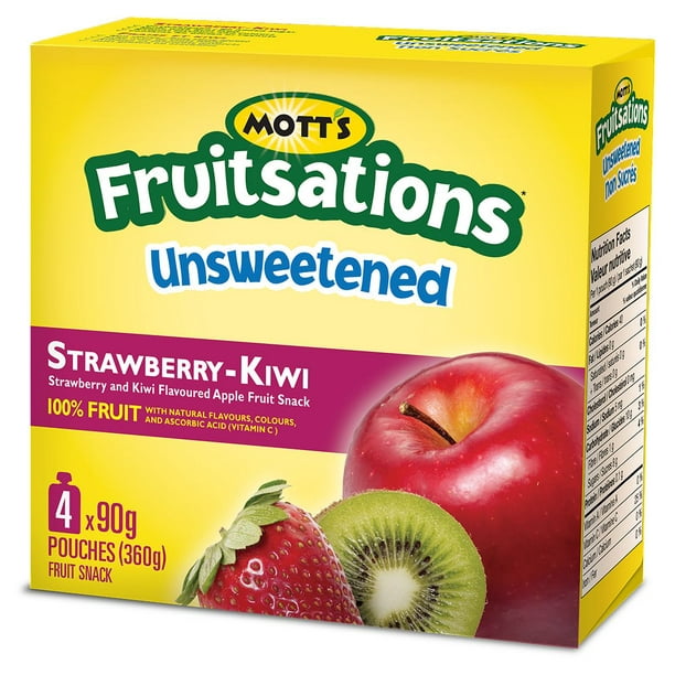 Mott's Fruitsations Unsweetened Strawberry Kiwi, 4 x 90 g - Walmart.ca
