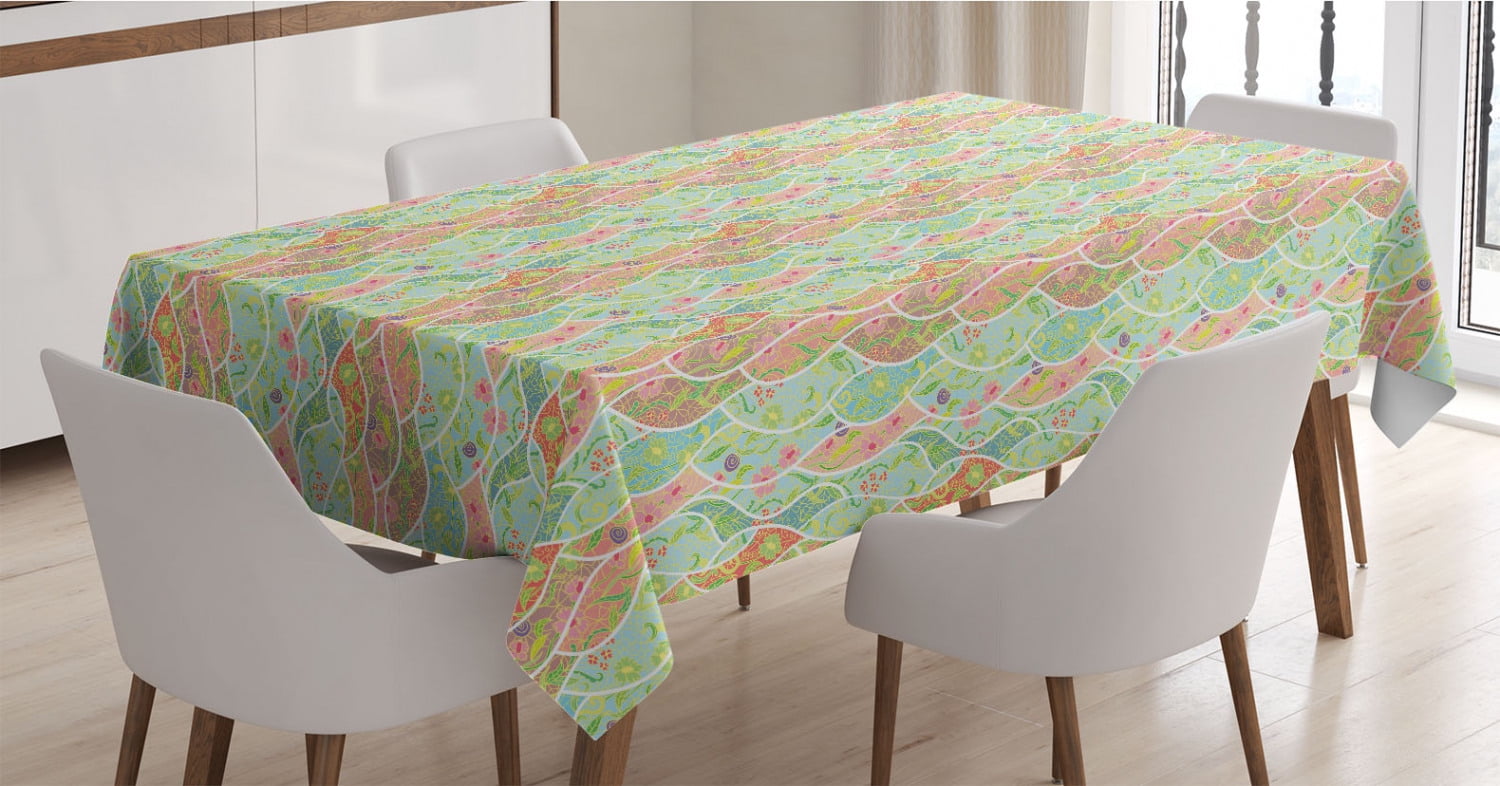 Colorful Tablecloth, Colorful Floral Composition with Fresh Foliage ...