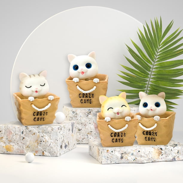 Cheers 4Pcs Shaking Head Cat Ornaments Vivid Expression Clear Lines ...